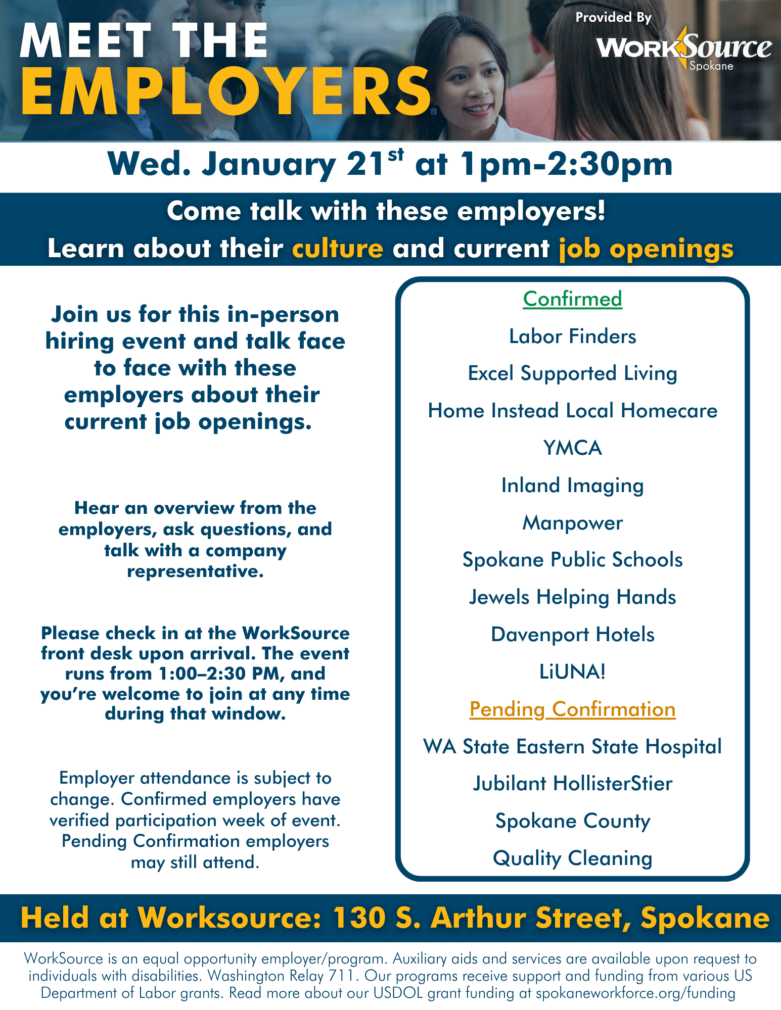MEET THE EMPLOYERS – Hiring Event – WorkSource Spokane